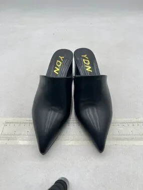 YDN | Shoes | Ydn Black Block Low Heel Mules Slip On Loafers Pointed ...